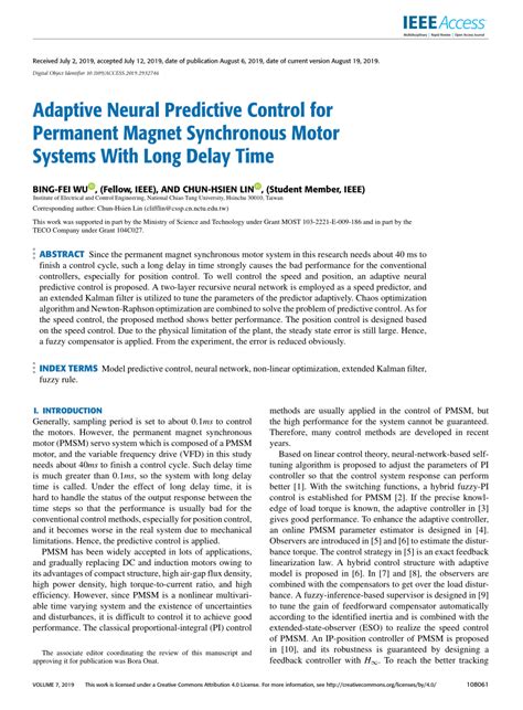 Pdf Adaptive Neural Predictive Control For Permanent Magnet Synchronous Motor Systems With