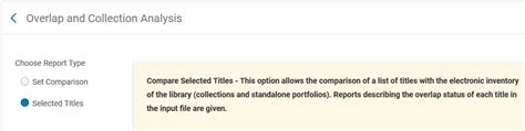 Overlap Analysis Ex Libris Knowledge Center