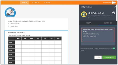 Multi Select Grid Widget Isnt Showing In Full