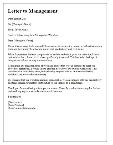 Letter Template For Addressing Concerns About Workload Free Samples