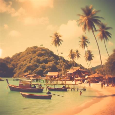 Premium Photo Blur Vintage Style Summer Beach In Thailand