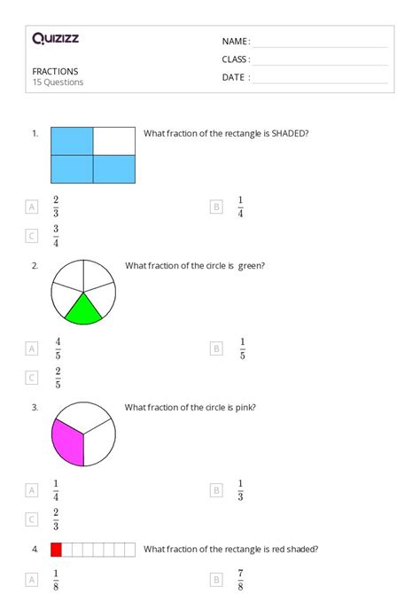 50 Fractions Worksheets For 1st Year On Quizizz Free And Printable