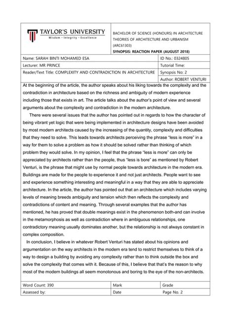 2 Complexity And Contradiction In Architecture Synopsis Pdf