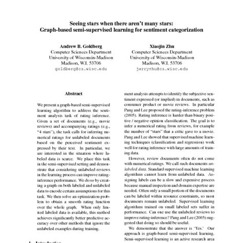 Seeing Stars When There Arent Many Stars Graph Based Semi Supervised Learning For Sentiment