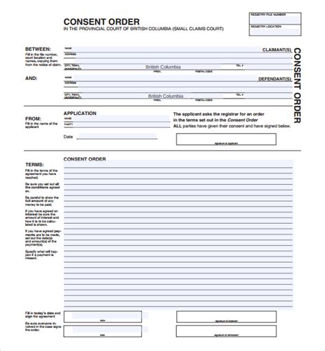 Free 3 Consent Order Forms In Pdf Ms Word