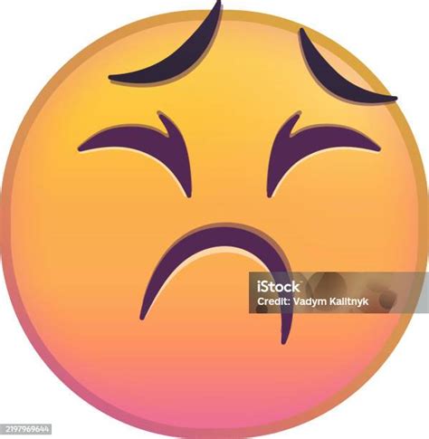 찡그린 얼굴과 눈을 감고 실망을 표현하는 슬픈 얼굴 이모티콘 경사로 표지판에 대한 스톡 벡터 아트 및 기타 이미지 경사로 표지판 다중 색상 디자인 Istock