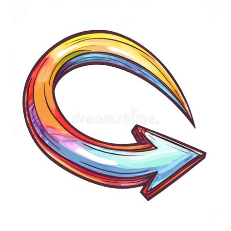 Hand Drawn Colorful Curved Arrow Forming A Continuous Loop Symbolizing A Cyclical Process Or