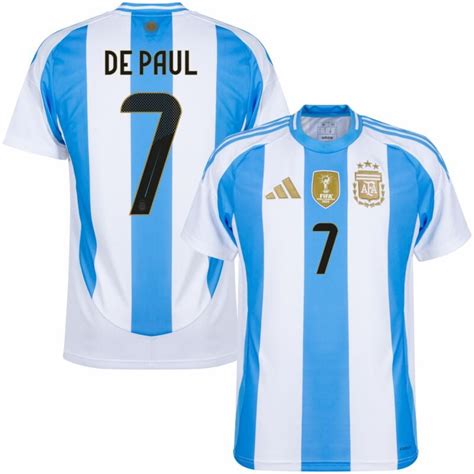 Adidas Argentina Home De Paul 7 Jersey 2024 2025 Official Printing