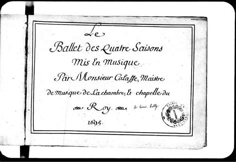 Ballet Des Saisons Collasse Pascal Imslp