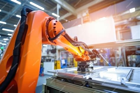 Premium Ai Image Industrial Programmable Robotic Arm In A Factory