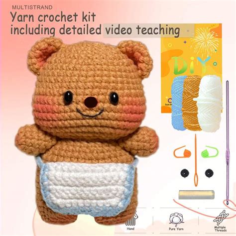 ערכת סרוגה של דוב חמאה למתחילים צמחים ממולאים אמיגורומי ערכת התחלה לסרוגה לבעלי חיים ערכת