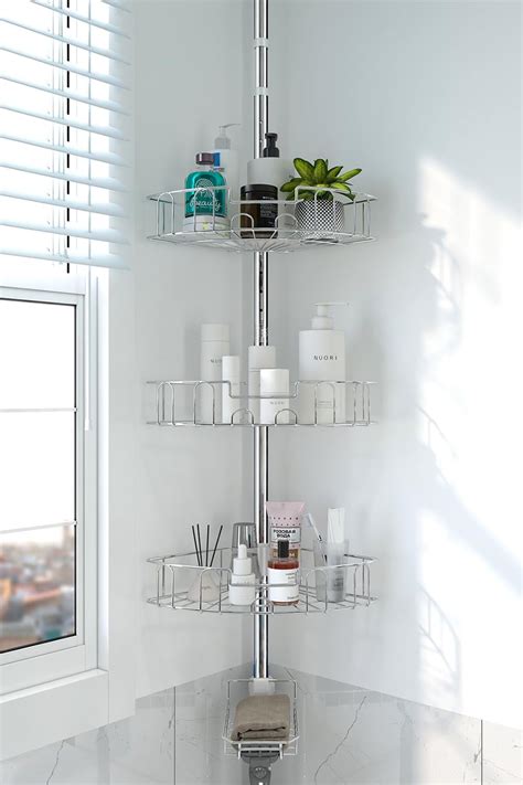 Shower Organizer Corner Tension Pole At Phyllis Gordon Blog