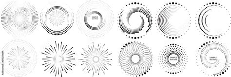 Abstract Geometric Circles With Halftone Dots Vector Rotating Dotted