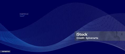 짙은 파란색 추상적 배경 흐르는 입자의 벡터 웨이브 움직임의 매력적인 점 기술 및 과학 테마 통풍이 잘되고 미래지향적인 일러스트레이션 3차원 형태에 대한 스톡 벡터 아트 및