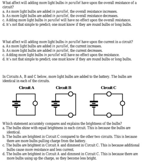 Solved What Affect Will Adding More Light Bulbs In Parallel Chegg Com