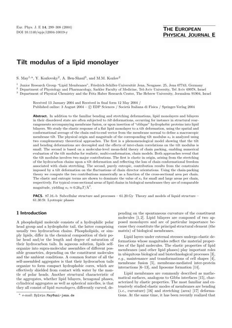 Pdf Tilt Modulus Of A Lipid Monolayer Dokumen Tips