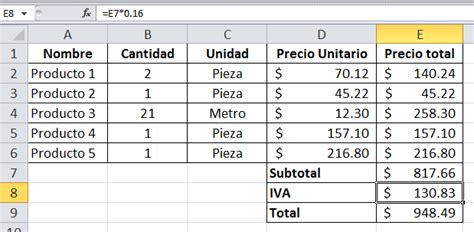 Como Sacar El Iva En Excel Cotizaci N