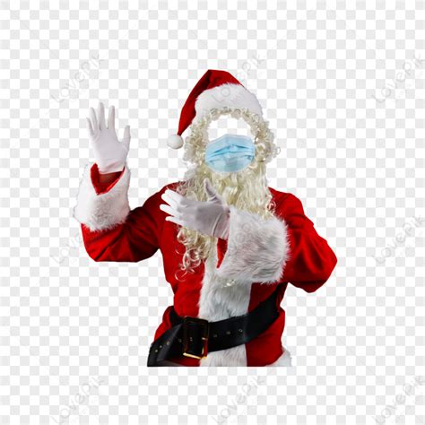전염병 예방 산타 클로스가 손을 들고 옷을 입는다마스크크리스마스 Png 일러스트 무료 다운로드 Lovepik