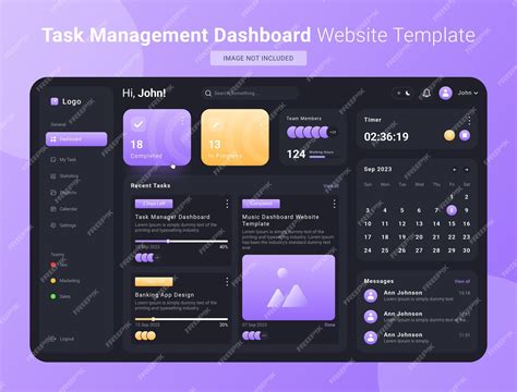 Premium Vector Eps Task Management Dashboard Website Templtae Full Editable And Vector Dark Mode