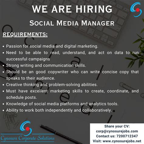 hiring socialmedia media chennai jobopening cynosurejobs adobe photoshop socialweb