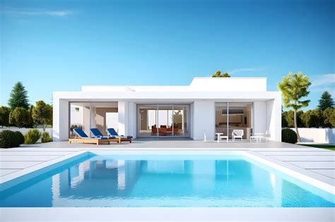 Premium Photo 3d Rendering Of Modern Cozy House With Pool And Parking