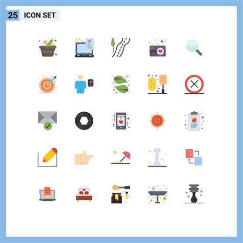 25 User Interface Flat Color Pack Of Modern Signs And Symbols Of Graphic Love Laptop Heart