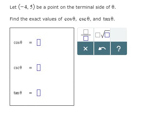 Solved Let Be A Point On The Terminal Side Of Chegg Com
