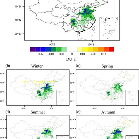 Spatial Pattern Of So 2 Linear Trends 2005 2016 In Annual A And