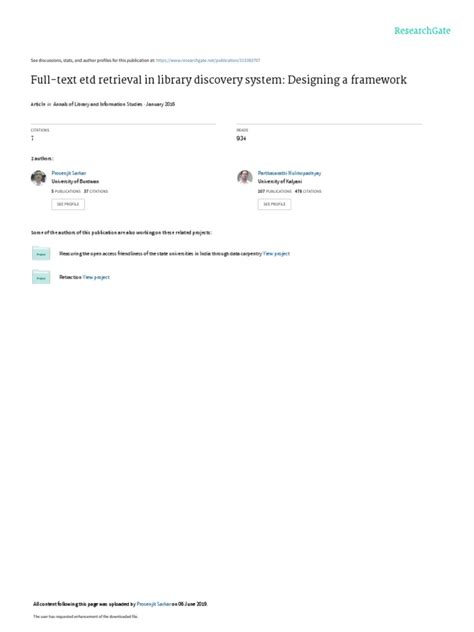 Full Text Etd Retrieval In Library Discovery System Designing A Framework Download Free Pdf