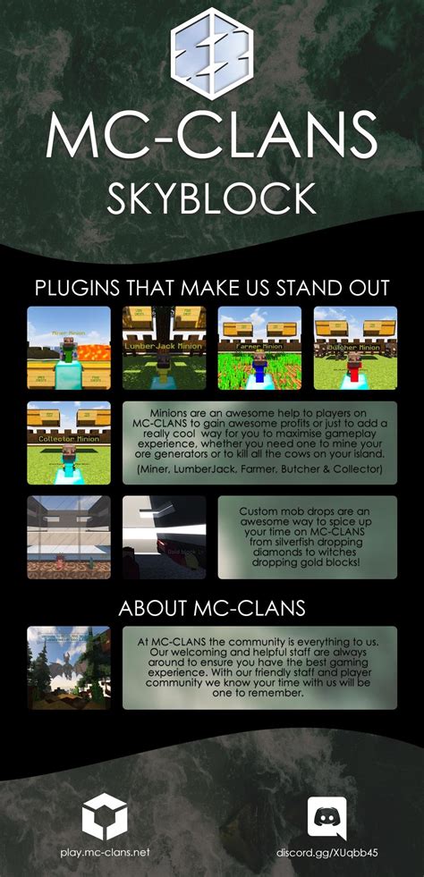 MC CLANS Skyblock 1 8 1 13 2 Minions Custom Enchants Custom Mob