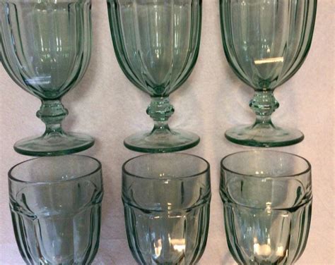 10 Libbey Duratuff Spanish Green Gibraltar Iced Tea Water Goblets 7 Inches 16 Oz Etsy