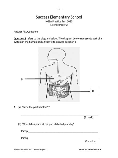 Ngsa Practice Test 2025 Science Paper 2 29th March 2025 Pdf Flowers