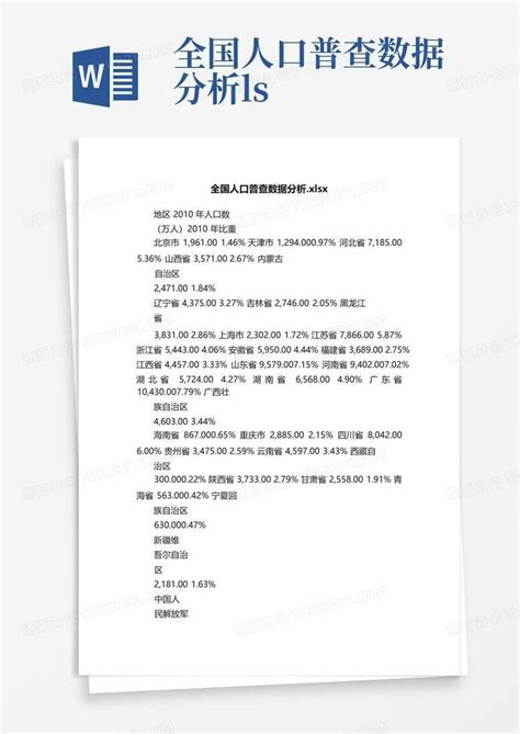 全国人口普查数据分析xlsxword模板下载编号lbywvmwa熊猫办公