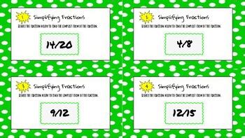 Simplifying Fractions Task Cards By Heather Armentrout TPT