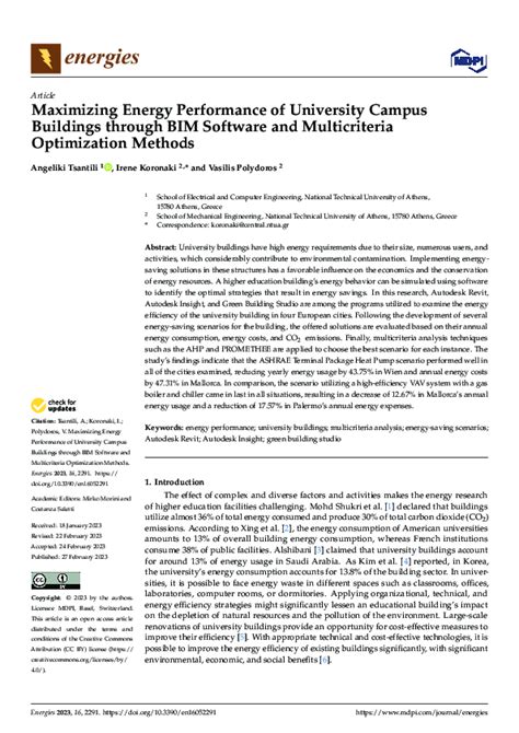 Pdf Maximizing Energy Performance Of University Campus Buildings Through Bim Software And