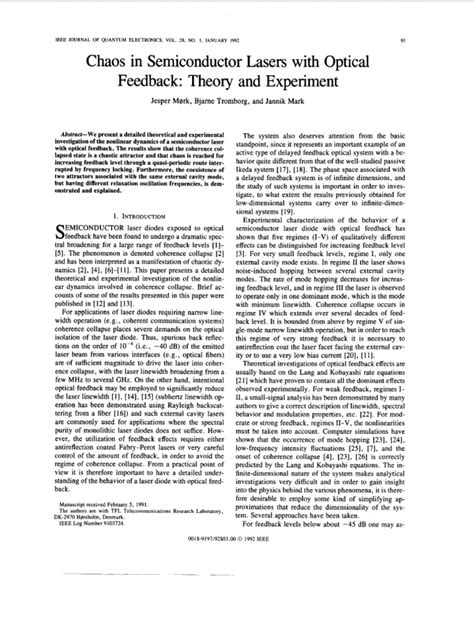 Chaos In Semiconductor Lasers With Optical Feedback Theory And
