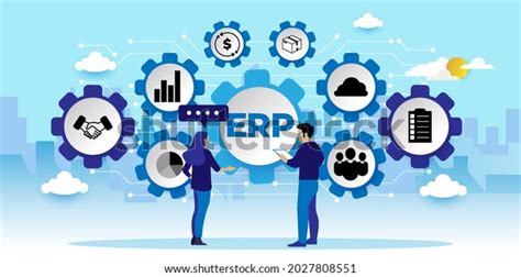 Manager Analyzing Architecture Erp Enterprise Resource Stock Vector Royalty Free 2027808551