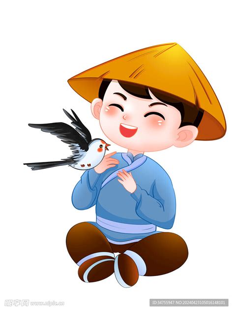 卡通农民牧童小鸟元素设计图 广告设计 广告设计 设计图库 昵图网