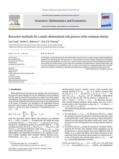 pdf recursive methods for a multi dimensional risk process with