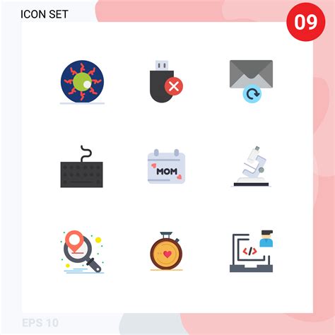 Set Of 9 Modern Ui Icons Symbols Signs For Day Type Removed Keyboard Retry Editable Vector