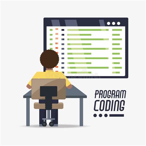 Web Developer Working On Computer Programming Coding Stock Vector
