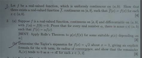 Solved 1 Let F Be A Real Valued Function Which Is