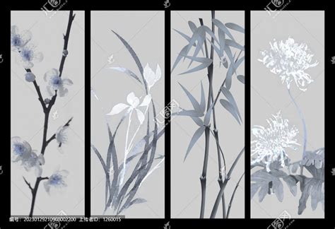 写意新中式装饰画梅兰竹菊 装饰画设计 其他设计 设计 汇图网www huitu