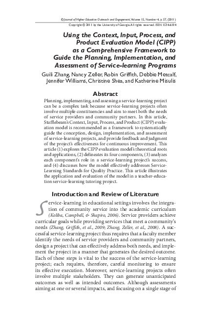 Pdf Using The Context Input Process And Product Evaluation Model Cipp As A Comprehensive