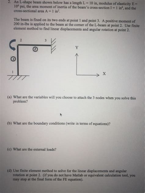 Solved An L Shape Beam Shown Below Has A Length L Chegg