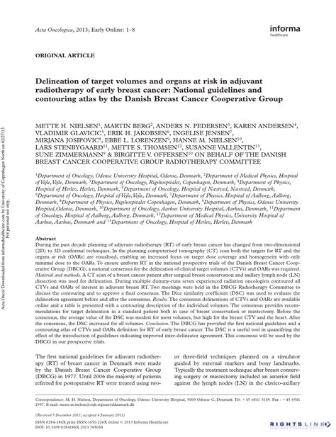 Pdf Delineation Of Target Volumes And Organs At Risk In Adjuvant Radiotherapy Of Early Breast