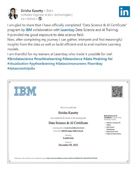 Kudos To Sirisha Data Science Machine Learning Hcl Technologies