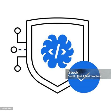 보안 Ai 통합 아이콘 데이터 보안 Ai 보호 및 기술 안전을 나타내는 회로 및 브레인이 있는 보호막 0명에 대한 스톡 벡터