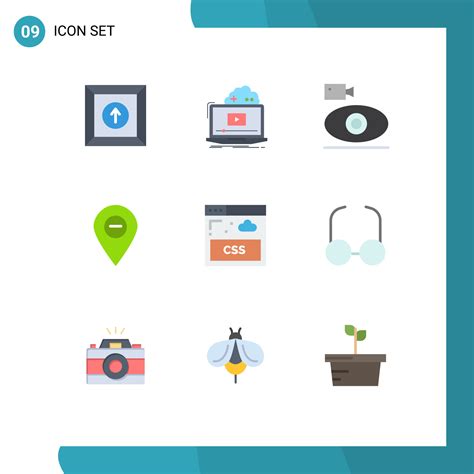 9 Thematic Vector Flat Colors And Editable Symbols Of Pin Map Cam Location Media Editable Vector