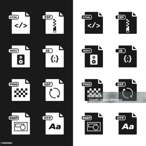 Setel Dokumen File Js Ikon Wav Html Zip Png  Otf Dan Bmp Vektor